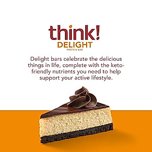 think! Delight, Keto Protein Bars, Healthy Low Carb, Gluten Free Snack - Chocolate Peanut Butter Pie, 12 Count (Packaging May Vary)