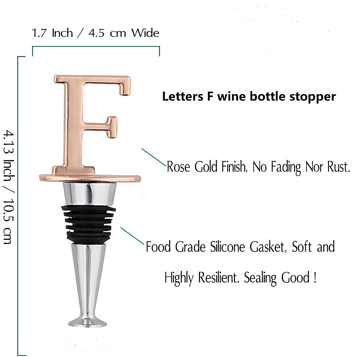 Wine Stoppers, 1 Pack Reusable Wine Bottle Stoppers Stainless Steel Letter Wine Stopper - Food Grade Silicone Material Decorative Wine Cork Saver Sealer Plug (Letters-O)