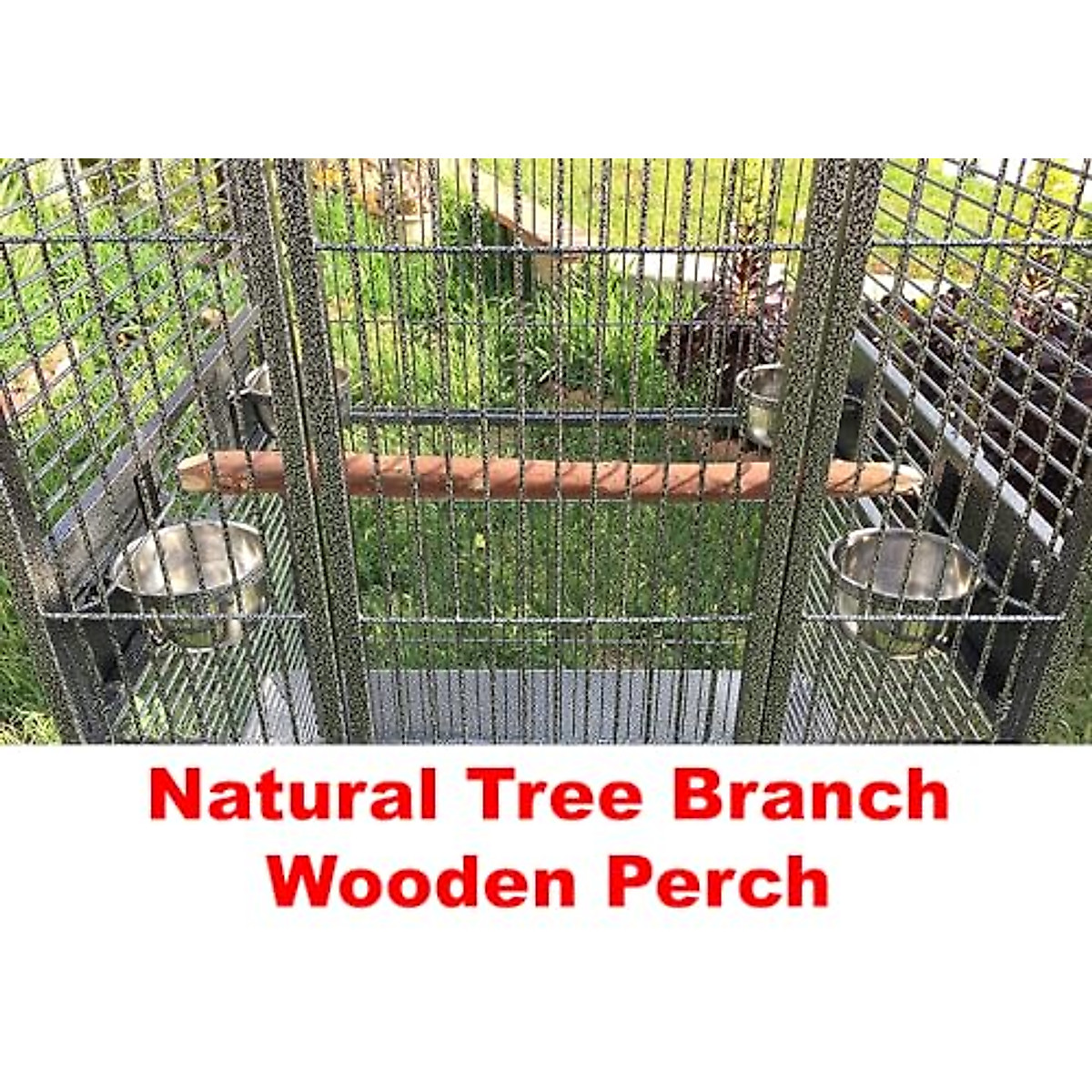 Extra Large Elegant Open Dome Top with Play Wooden Perch Stand Bird Parrot Cage for Macaw Cockatoo African Grey (35.25 x 29.5 x 62H Inches, Black Vein)