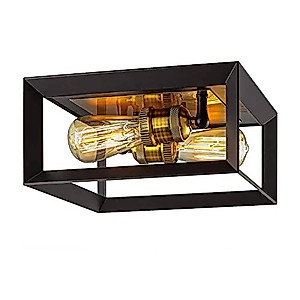 Home Decorators Collection HD-1550-I 2-Light Matte Black Frame Flushmount Lights