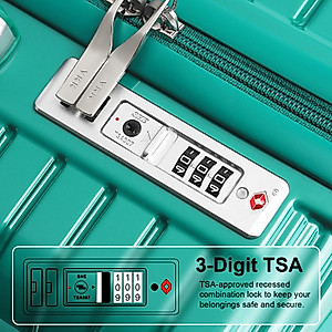 Somago 4 Piece Luggage Sets Expandable Suitcase (Only 24") Traveling Hardside Polycarbonate Lightweight Suitcases with 4 Wheels TSA lock YKK Zippers (14"/20"/24"/28", Turquoise Blue)