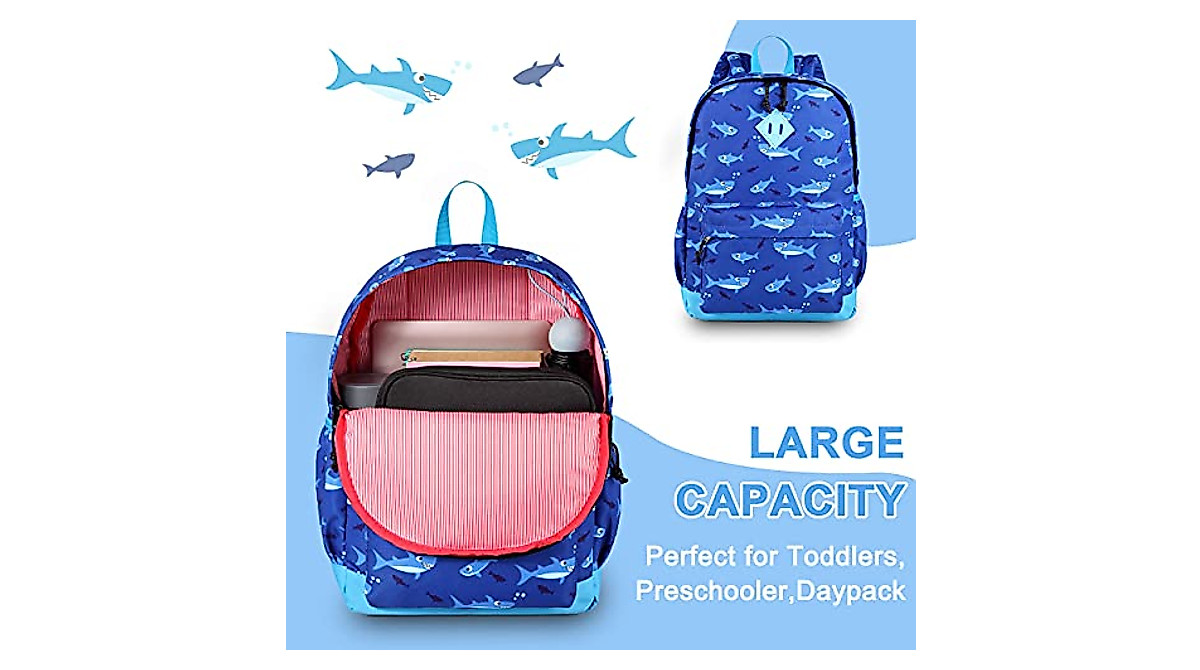 VASCHY Toddler Backpack Ocean Shark for Kids 3-6 | Water-Resistant ...