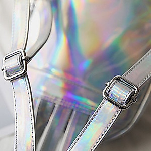 Amosfun Chic Holographic Backpack Cute Hologram Shoulder Bag Satchel Christmas Birthday Valentine's Day Gift for Women