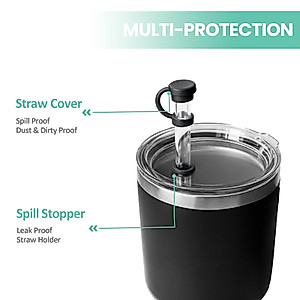 SUZAMED Spill Stopper for YETI Straw Cup, 4 Sets Silicone Leak Stopper Compatible with YETI Tumbler, Leak Proof Kit of YETI Mug Accessories Including 4 Straw Cover, 4 Leak Proof Stopper (Black 4PCS)