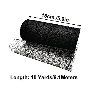 Queenbox 6"x10 Yards Openwork Tulle Ribbon, Irregular Spider Web Mesh Hollow Gauze Roll Hole Lace Net Thin Fabric for DIY Art Craft, Black