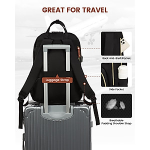 LOVEVOOK Laptop Backpack for Women & Men, Unisex Travel Anti-theft Bag Business Computer Backpacks Purse College Bag, Casual Hiking Daypack with Lock, 17 Inch, Black