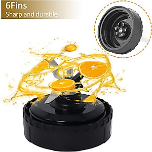 Replacement Parts Compatible with Nutri Ninja, Blender Blade 6 Fins and 2 Pcs 16oz Single Serve Blender Cup Set Compatible with Ninja BL660 BL740 BL770 BL780 BL771 BL772 BL773CO