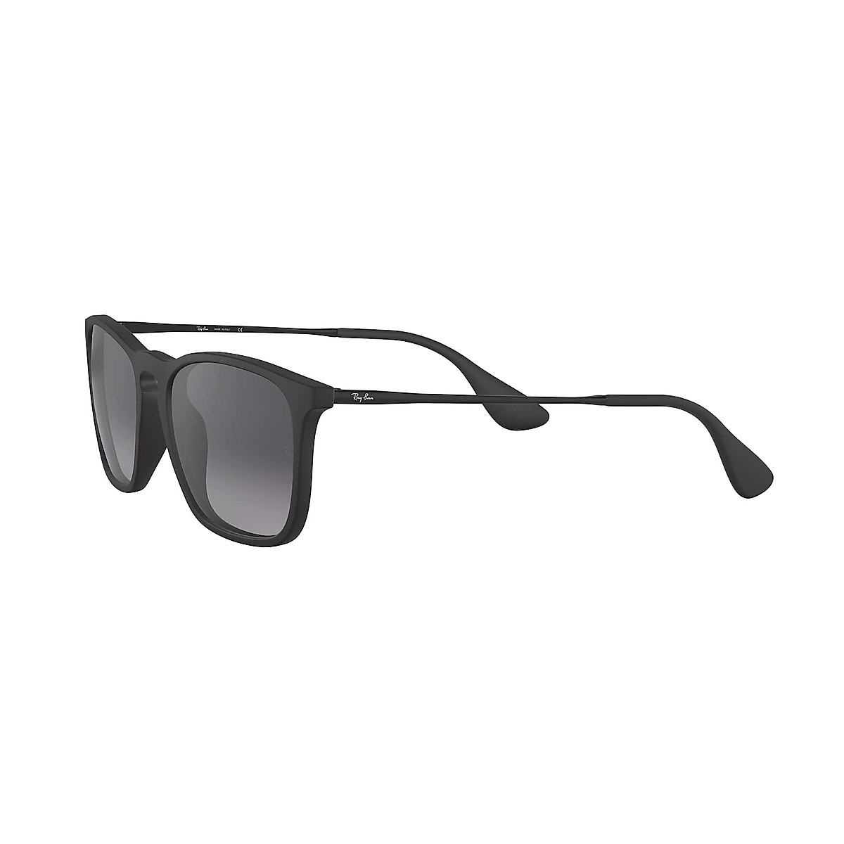 Ray-Ban RB4187 Chris Square Sunglasses, Rubber Black/Light Grey Gradient Dark Grey, 54 mm