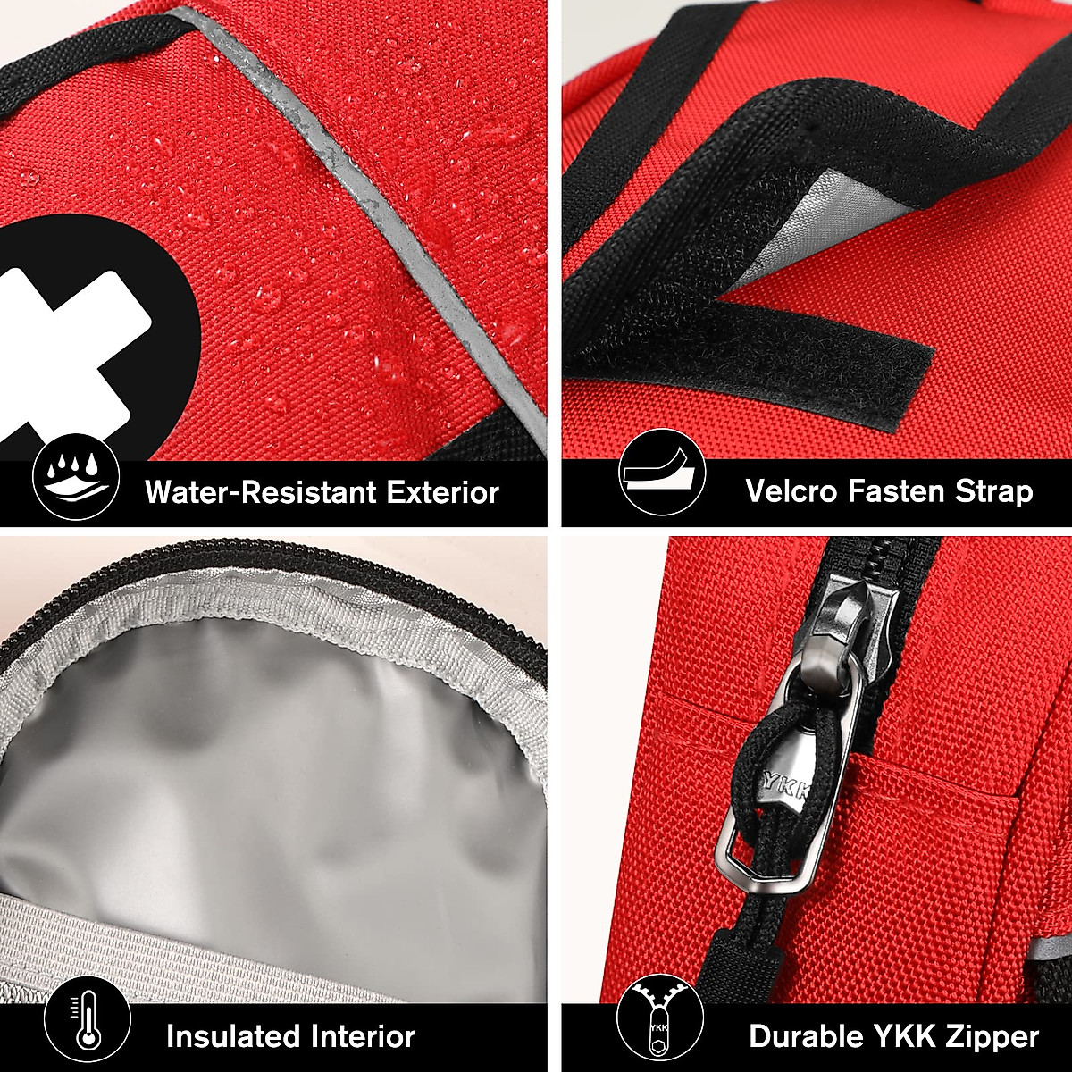 SITHON Insulated Medicine Carrying Case Bag - Small Travel Medication Organizer Emergency Medical Pouch Holds Auvi Q, Nasal Spray, Allergy Meds, Asthma Inhaler Case, Red