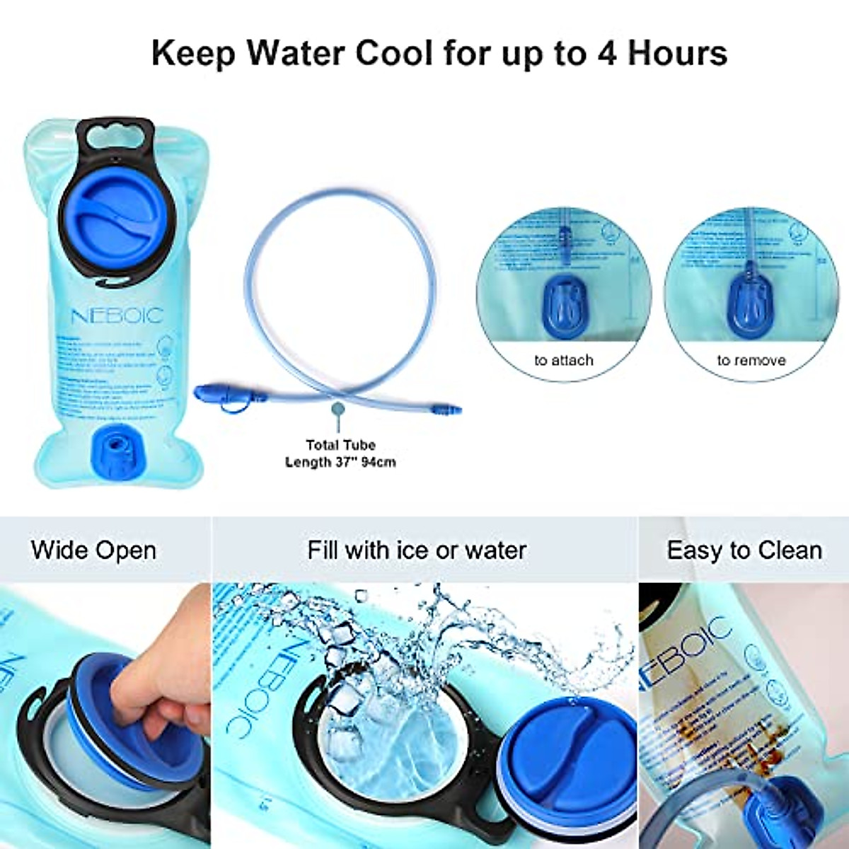 Neboic 2Pack Hydration Backpack Pack with 2L Hydration Bladder - Lightweight Water Backpack Keeps Water Cool up to 4 Hours with Big Storage for Kids Women Men Hiking Cycling Camping Music Festival