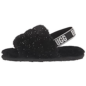 UGG Girls T Fluff Yeah Metallic Sparkle Slipper, Black, 10 Toddler