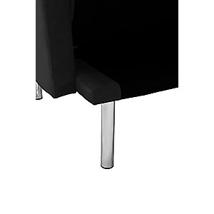 Velvet Futon Sofa Bed with 5 Golden Metal Legs, Sleeper Sofa Couch with Two Pillows, Convertible Loveseat for Living Room and Bedroom (Black)