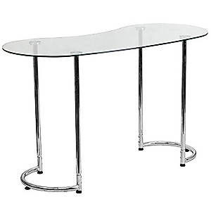 Flash Furniture Contemporary Desk with Curvaceous Clear Tempered Glass