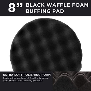 TCP Global 8" Black Waffle Extra Fine Foam Finishing Grip Pad Final Buff Polish Wax - Hook & Loop