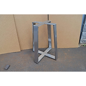 Brushed Stainless Metal Table base, Tapered Pedestal Style - Any Size and Color