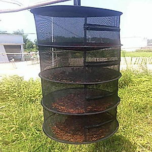 RIOGOO Herb Drying Rack Net 4 Layer Herb Dryer Black Mesh Hanging Dryer Rack with Zipper (31.5"x24")