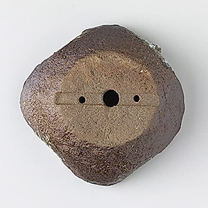 Wazakura Shigaraki Series Handmade Leaf Shaped Ceramic Bonsai Pot with Drainage Hole, 5.9 in (150 mm) Made in Japan, Garden Training Container, Flower Planter, Succulent Bowl - Red Brown