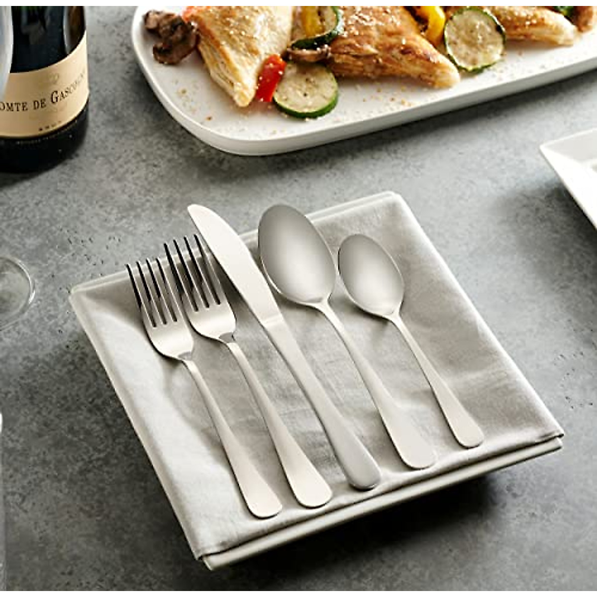 Godinger Silverware Set, Flatware Set, Matte Finish Stainless Steel Cutlery Silverware Flatware Sets, 20 Piece Set, Service for 4