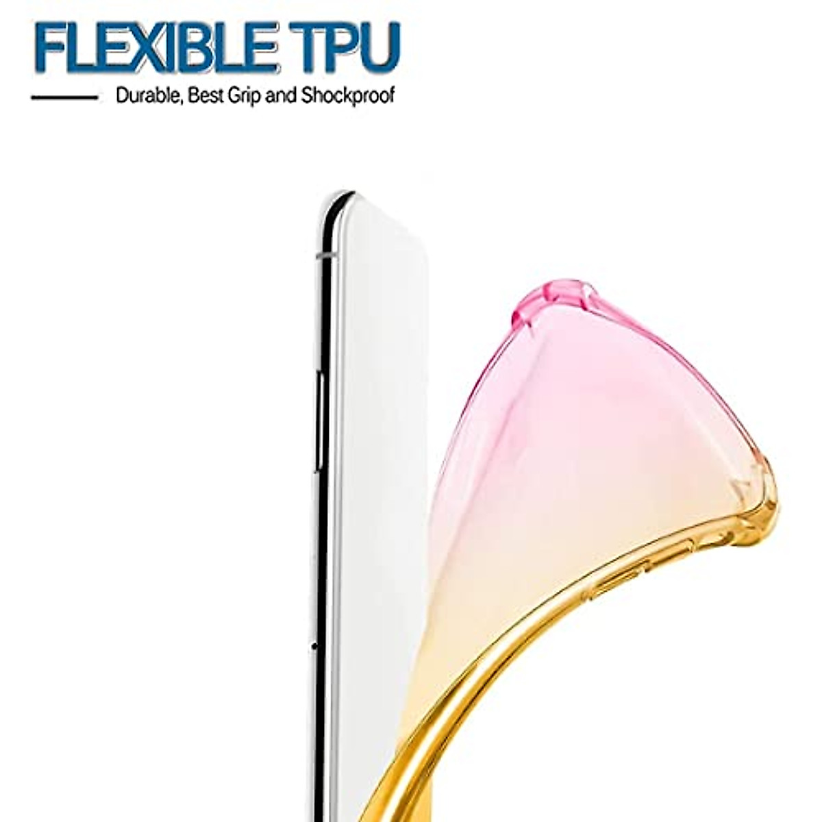 KOARWVC Case for Realme 7 4G/Realme Narzo 20 Pro Case, Crystal Clear Case Gradient Slim Anti Scratch TPU Shockproof Protective Phone Cases Cover for Realme 7 4G (Pink/Gold)