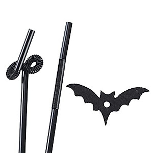 BinaryABC Halloween Bat Straws,Halloween Party Straws,Halloween Drinking Straws,Halloween Party Favors Decorations Supplies,50Pcs