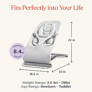 Ergobaby Evolve 3-in-1 Bouncer, Adjustable Multi Position Baby Bouncer Seat, Fits Newborn to Toddler, Charcoal