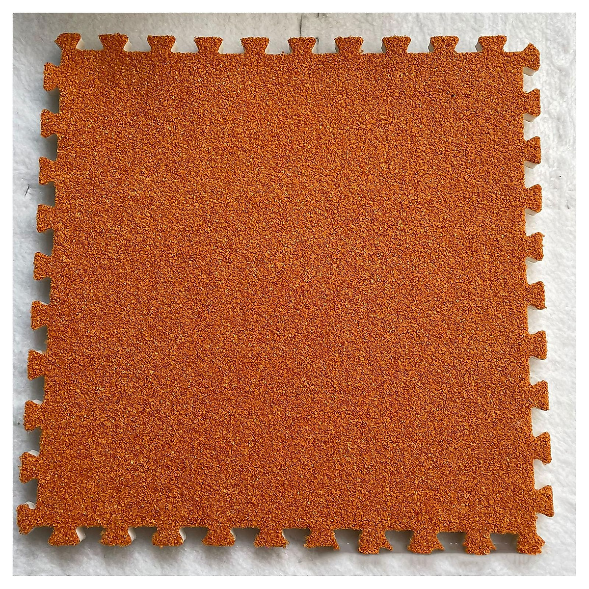 12pcs Non-Slip Interlocking Foam Tile Floor Mats,PE Square Puzzle Foam Carpet Tiles,12X12in Fluffy Cushion Plush Split Joint Climbing Carpet Mats-with Border(Color:Orange)