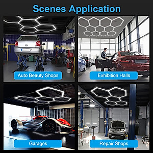 LZHOME Hexagon LED Garage Light: 25 Pack Updated Bigger Size, 26400LM Super Bright Car Detailing Ceiling LED Shop Light for Warehouse Workshop Gym Basement Car Care Wash Room