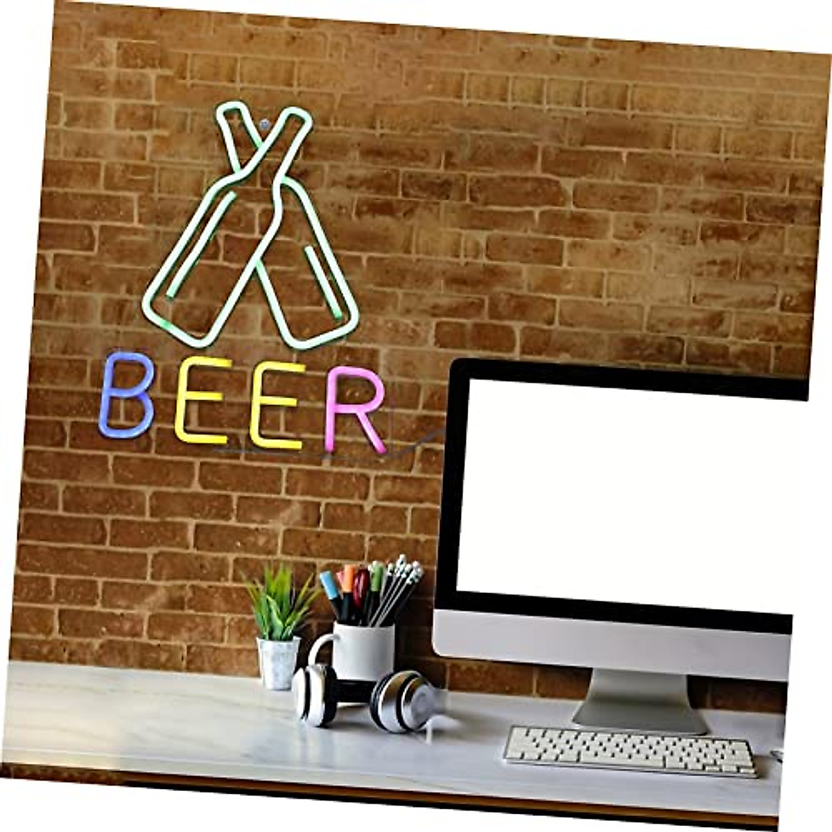 Angoily Neon Lights Bar Night Light Wine Neon Sign Led Neon Sign Led Neon Light Led Decor Beer Neon Light Usb Led Bedroom Decor As Transparent Backplane Decorative Lights White Shine