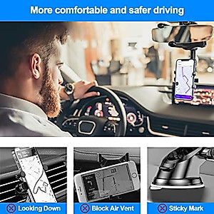 TMYIOYC Rotatable and Retractable Car Phone Holder, Multifunctional Rearview Mirror Phone Holder for Car [New Version][Universal] Rear View Mirror Phone Mount for Car Compatible with All Mobile Phones