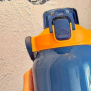 Smalibal 620ml Thermal Cup with Handle and 2-in-1 Straw Lid, Gradient Color Stainless Steel Big Belly Bottle, Insulated Mug Thermal Vacuum Tumbler Water Bottle for School, Office, Travel, Outdoor, Sp