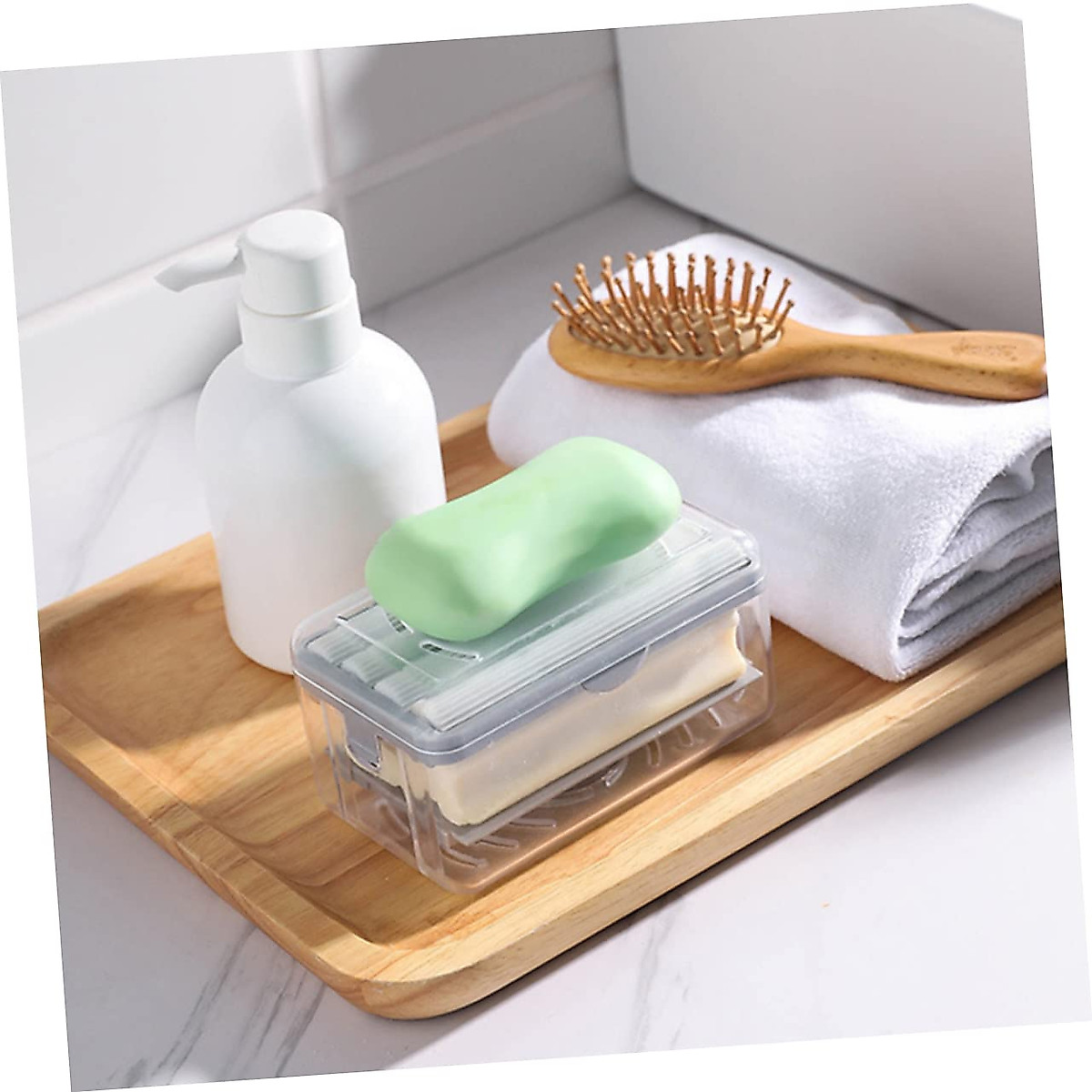 Cabilock 4pcs Soap Box Soap Tray Kitchen Soap Dispenser Foaming Soap Roller Shower Soap Holder Foaming Soap Dispenser Soap Container Soap Case Bag Plastic Portable Travel Soap Dish Holder