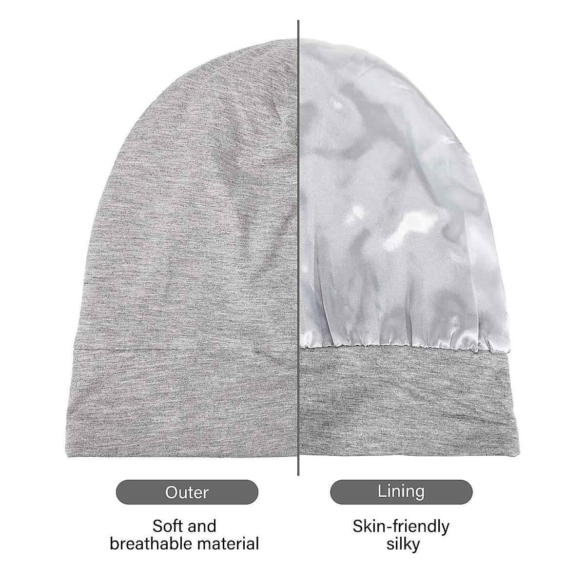 4 Pcs Satin Lined Sleep Bonnet Silk Sleep Cap Slouchy Beanie Hat Night Sleeping Head Wrap for Women Men Curly Hair(Dark Colors)