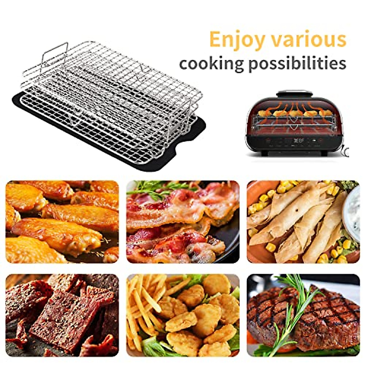 SIUDANGKA Air Fryer Rack for Ninja Foodi Grill XL Air Fryer, 304 Stainless Steel Multi-Layer Toast Rack Dehydrator Rack Air Fryer Accessories Compatible with Ninja FG551 IG651 Air Fryer