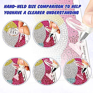 2 Pieces Diamond Painting Pen LED Drill Pens, Diamond Painting Accessories, 12 Replacement Pen Heads, 2 Anti-Slip Mats, 2 Wax Organizer Storage Cases for DIY Painting Craft Tools (Purple, Green)