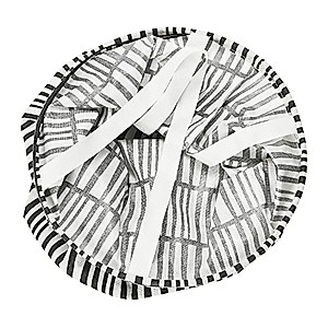 Household Essentials Round Krush Hamper with Handles, Black and White