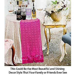 ShinyBeauty Hot Pink Table Runners Pack of 2 Sequin Table Runners 12inx108in Table Runners for Weddings Fuchsia Glitter Table Runner for Party Fall Dining Table Runner