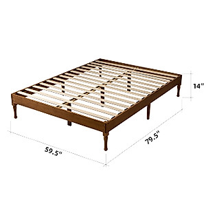 GTNSAFP 14 Inch Bamboo Wood Platform Bed Frame/Wood Slat Support/No Box Spring Needed/Easy Assembly,Coffee, Queen