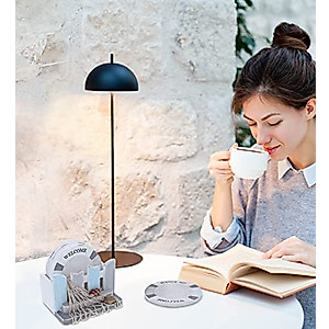 CoTa Global Moonlight Nautical Wooden Coaster Set - Rustic Circle Coaster Set with Holder, Cute Beach Theme Drink Coasters Set for Spill and Scratch Free Tabletop - 6 Coasters and 1 Holder Set