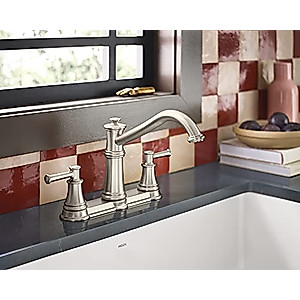 Moen 7250SRS Belfield Traditional Two Handle High Arc Kitchen Faucet, Spot Resist Stainless