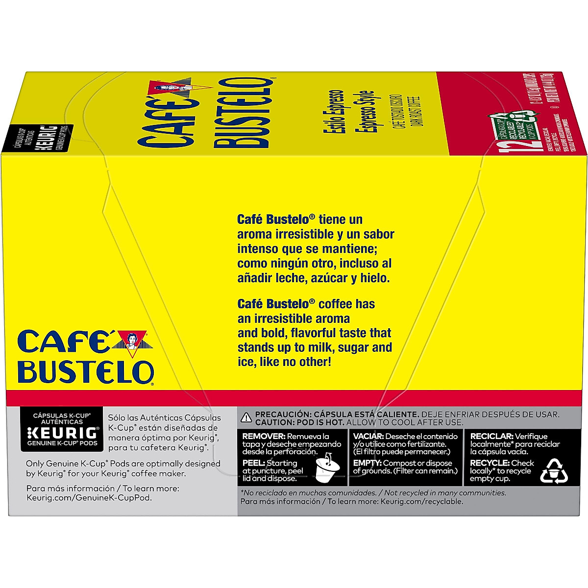 Café Bustelo Espresso Style Dark Roast Coffee, 72 Keurig K-Cup Pods