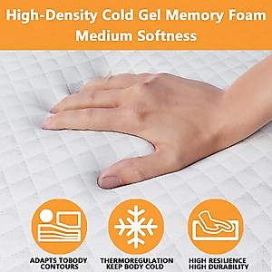 wilzealan 4.5 Inch Cold Gel Memory Foam Sofa Bed Mattress Replacement for Sleeper Sofa and Couch Beds Full Size Sofa CertiPUR-US Certified (Sofa Not Included)