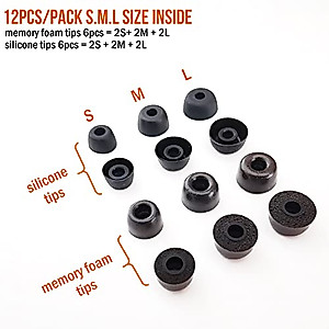 12pcs Eartips Fit for Jabra Elite 65t 75t Elite Active 65t 75t,LG HBS FN4 FN6 Memory Foam Eartip Silicone Earpad by TENNMAK