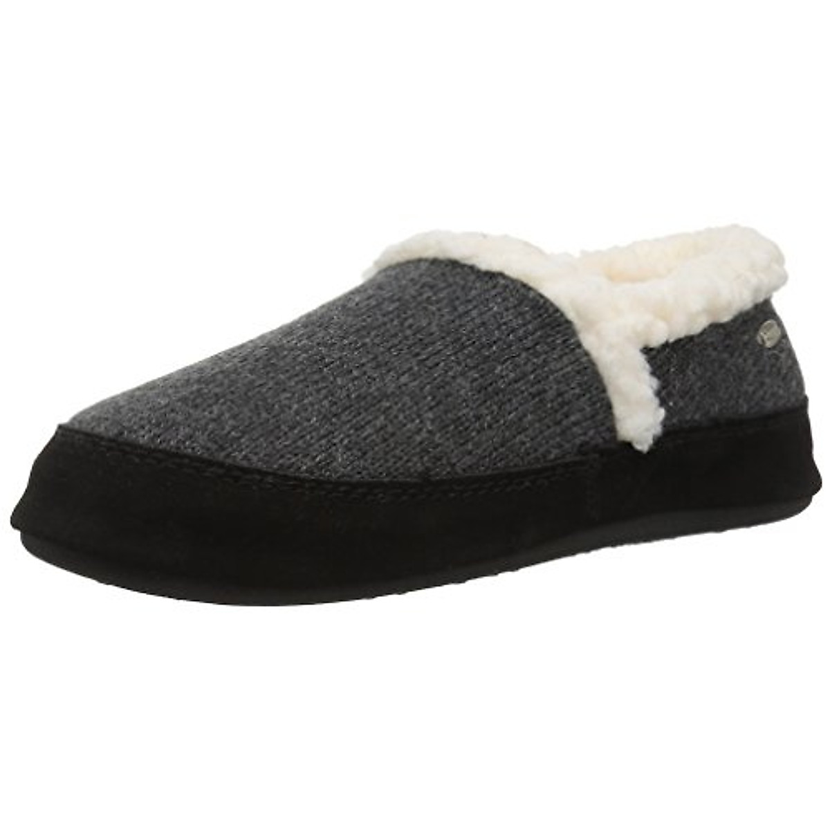 Acorn Moc Slipper – Cozy, Comfortable Moccasins for Women – House Shoes with Memory Foam Cloud Cushioning and Indoor / Outdoor Sole, Dark Charcoal Heather Ragg Wool, 8-9