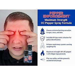 Pepper Enforcement 2 oz. Splatter Stream Pepper Spray for Self Defense 4 Pack - Maximum Strength 10% OC Police Formula, Flip Top Safety Tactical Design, Personal Protection Devices