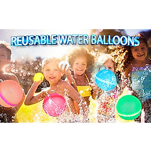 Reusable Water Balloons for Kids 24 Magnetic Water Balloons Quick Fill Fillable Self Sealing Water Pool Kids Outdoor Toys Summer Back Yard Fun Silicon (24 Pack)