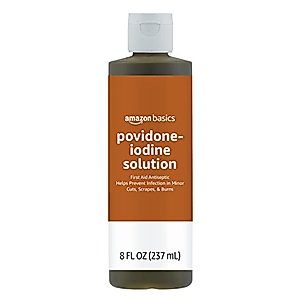 Amazon Basics 10% Povidone Iodine Solution First Aid Antiseptic, 8 Fluid Ounces, 1-Pack (Previously Solimo)