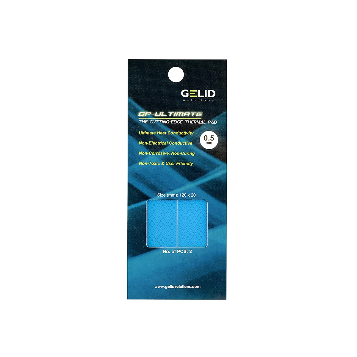 Gelid Solutions GP-Ultimate 15W-Thermal Pad 120x20x 0.5mm (2pcs). Excellent Heat Conduction, Ideal Gap Filler. Easy Installation