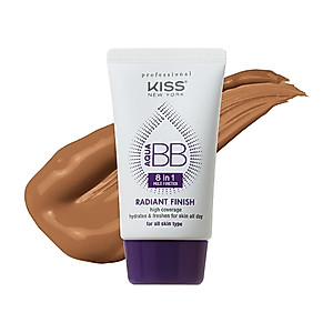 Kiss New York Aqua BB Cream 8-in-1 Multi Function Cover and Care Beauty Balm, Korean Skin Care Argan Oil Infused, Radiant Finish, Hydrating Full Coverage BB Cream 1.42 Fl Oz (Coconut)