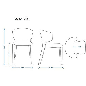 Manhattan Comfort Conrad Mid Century Modern Faux Leather Upholstered Dining Chair, Set of 2, Black