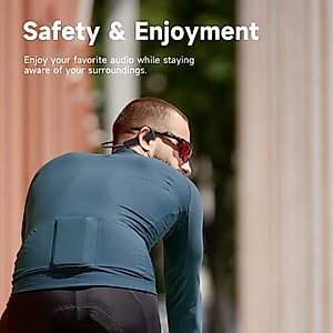 truefree Sports Earphones F1 Open-Ear Bluetooth Headphones with ENC Noise-Cancellation Mic Air Conduction Wireless Headset for Workouts and Running, 11 Hours of Music, with Headband (Black & Grey)